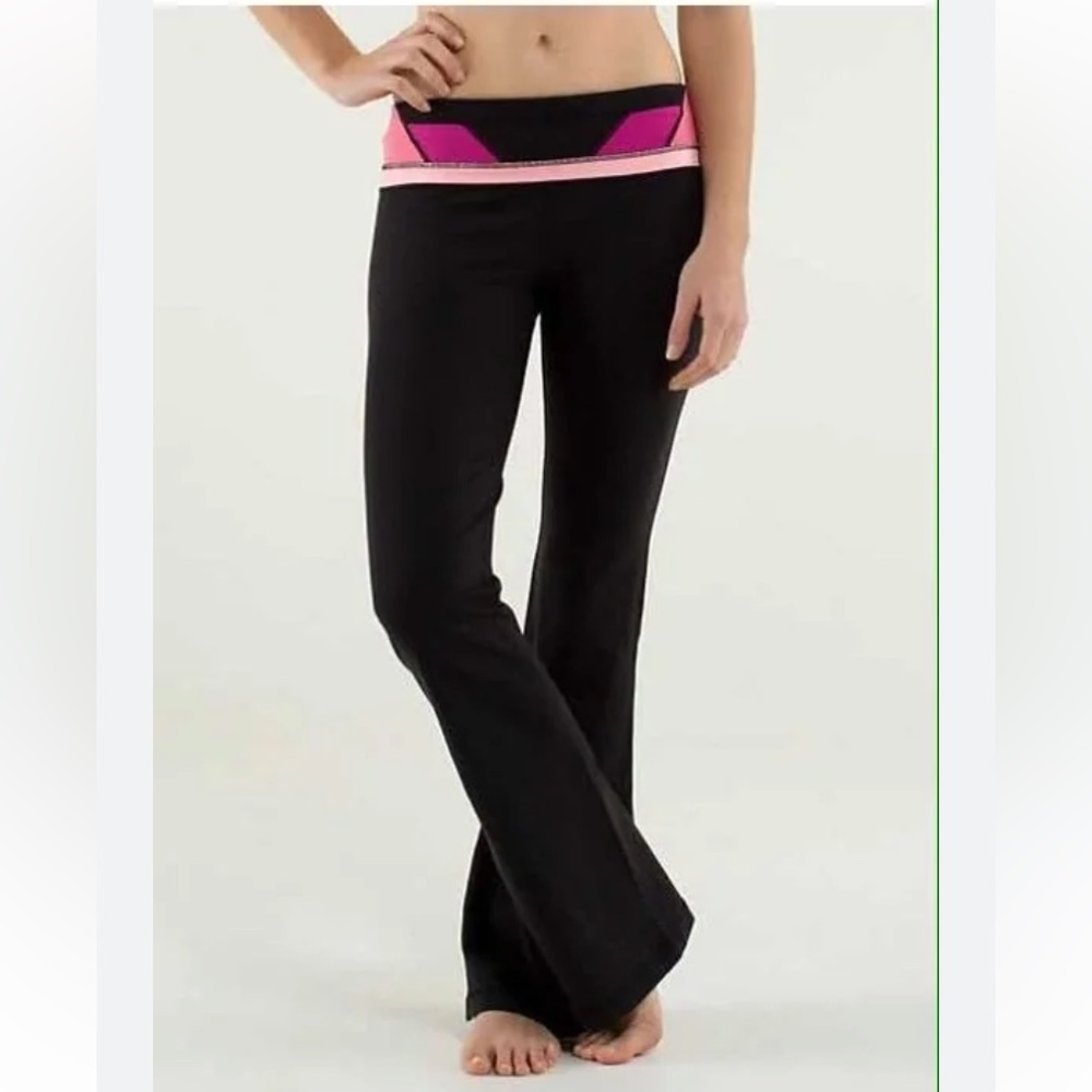 Lululemon Flare Full Length Reversible Black Pink Yog… - Gem